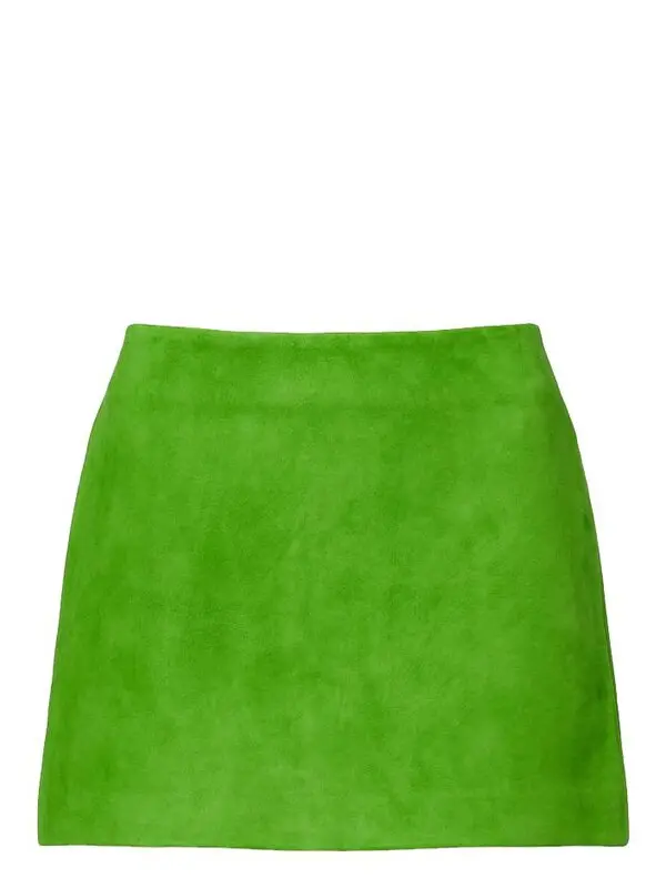 Staud Crest Suede Mini Skirt - Green