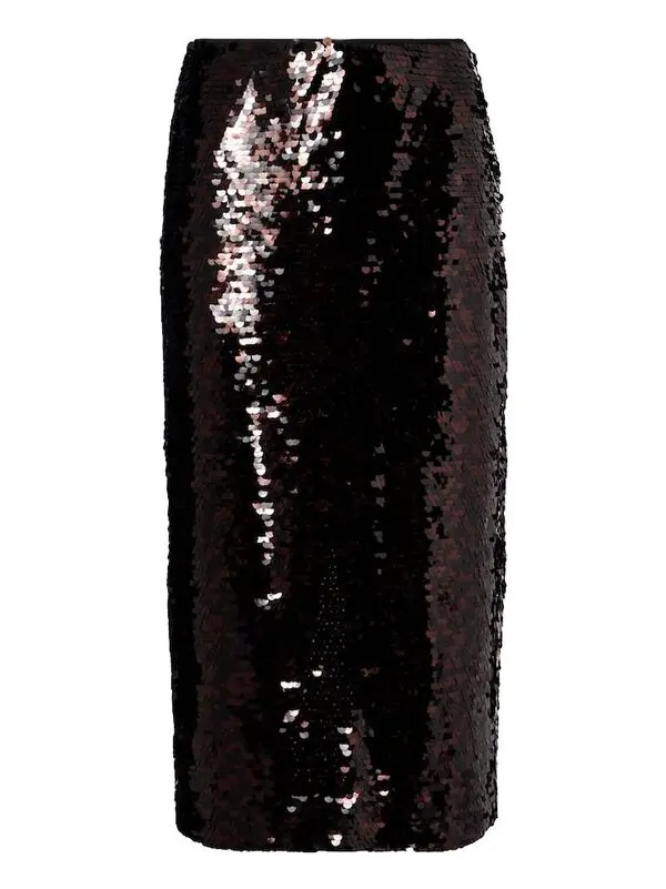 Staud Ciara Sequined Pencil Skirt - Brown