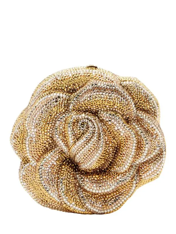 Judith Leiber En Rose Crystal Clutch - Gold