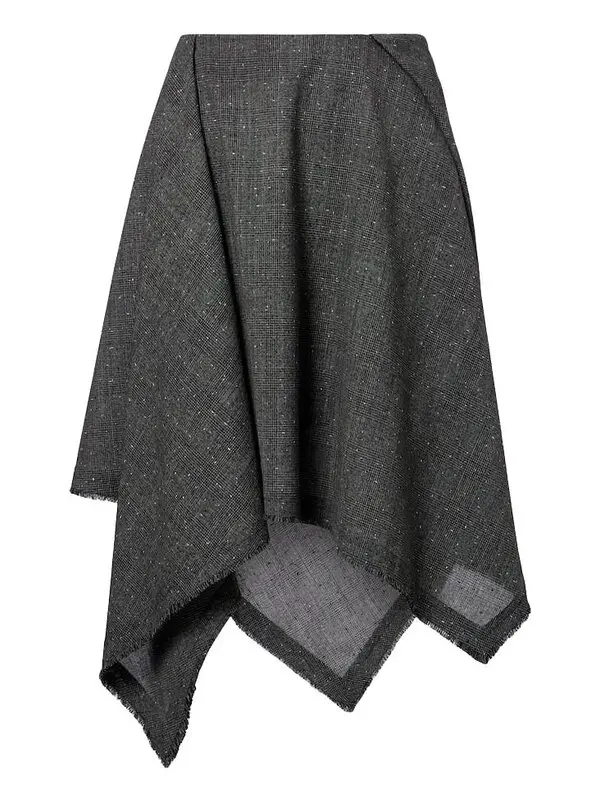 Alexander McQueen Prince Of Wales Check Wool Midi Skirt - Grey
