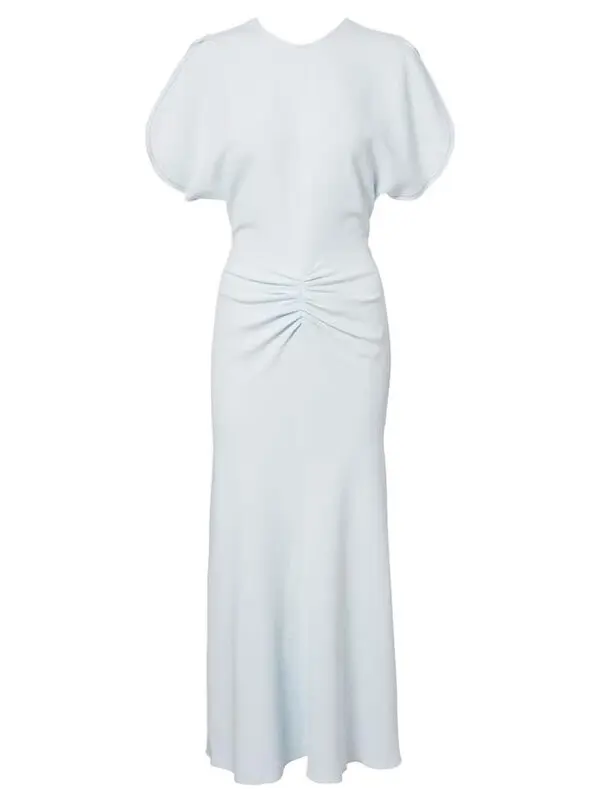 Victoria Beckham Gathered Midi Dress In Ivory Glow - Blue