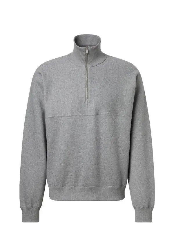 JIL SANDER Cotton Terry Half-zip Sweatshirt - Grey