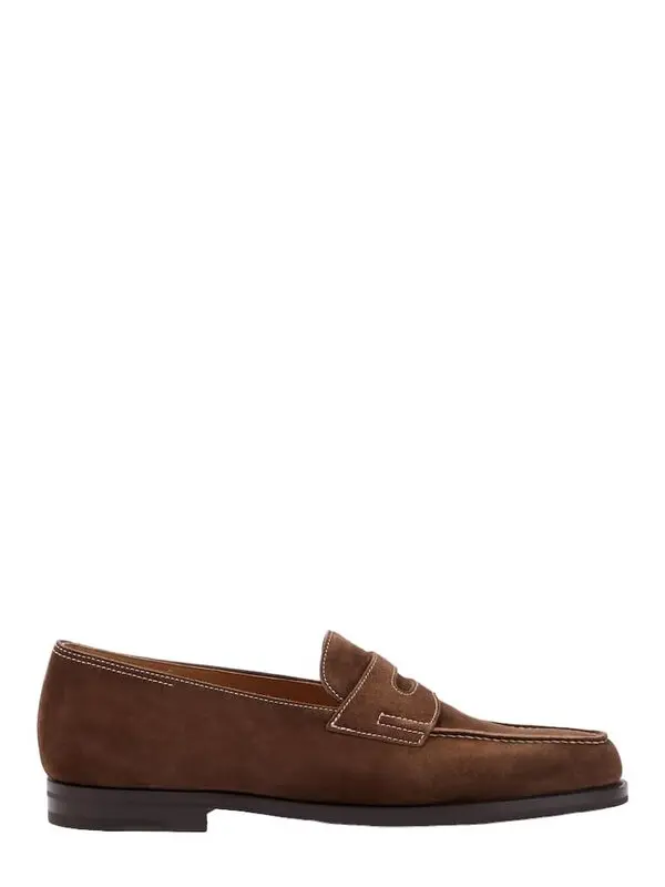 John Lobb Lopez Suede Penny Loafers - Brown