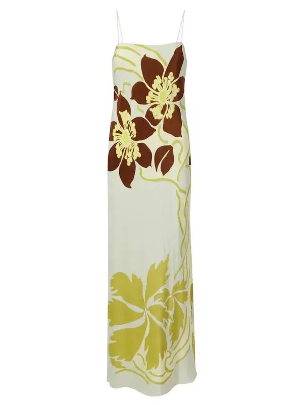 Sir The Label Amaia Floral Silk Crêpe Slip Dress - Green