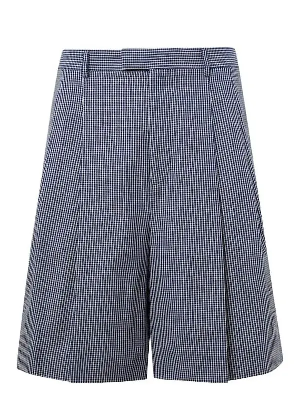 Givenchy Checked Cotton Bermuda Shorts - Blue