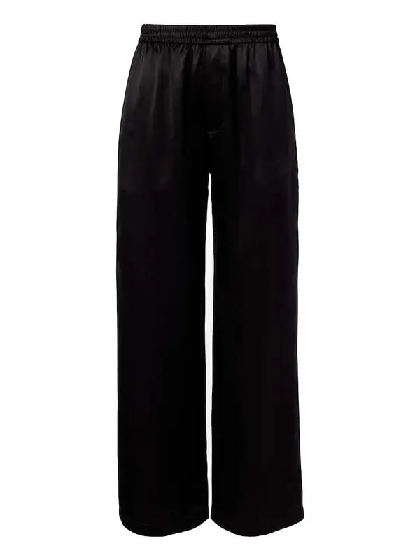 Saint Laurent Silk Satin Straight Pants - Black