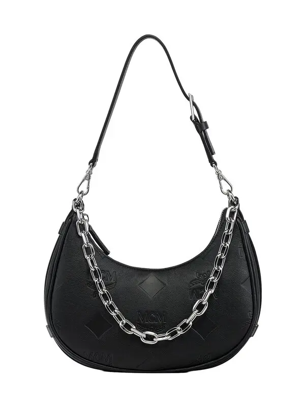 Mcm Aren Crescent Hobo Bag - Black
