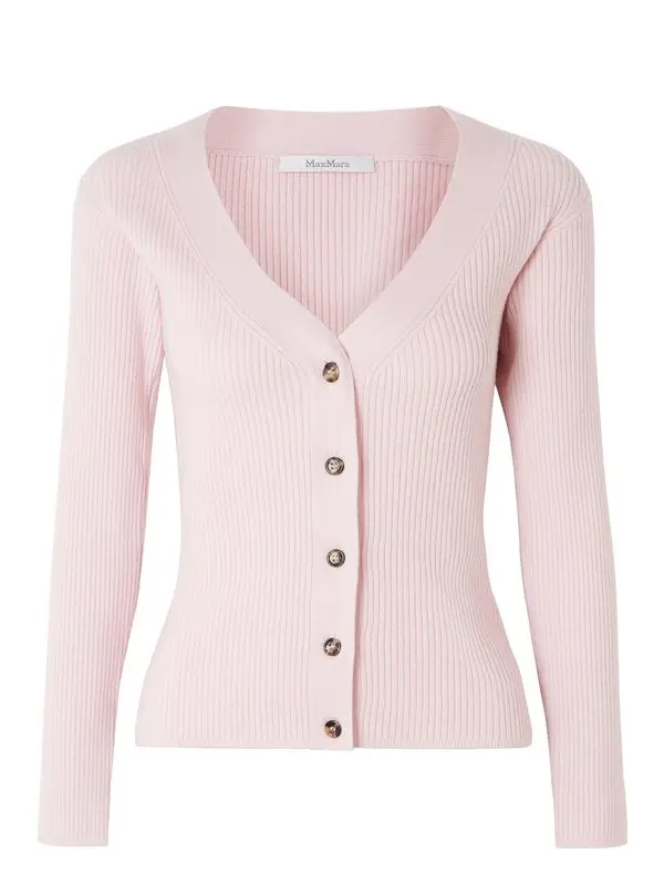 Max Mara Gioiosa Ribbed Wool-blend Cardigan - Pink