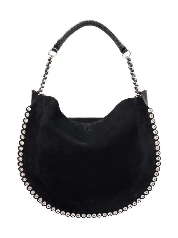 MARANT ETOILE Oskan Eyelet-embellished Suede Shoulder Bag - Black