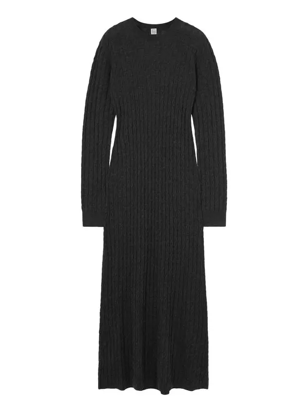 TOTEME Cable-knit Wool Maxi Dress - Charcoal