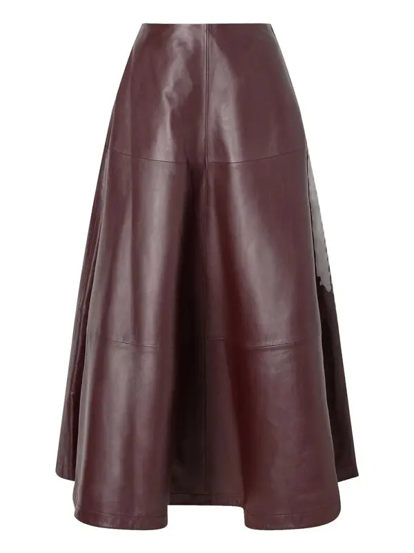 Altuzarra Varda Paneled Leather Midi Skirt - Burgundy