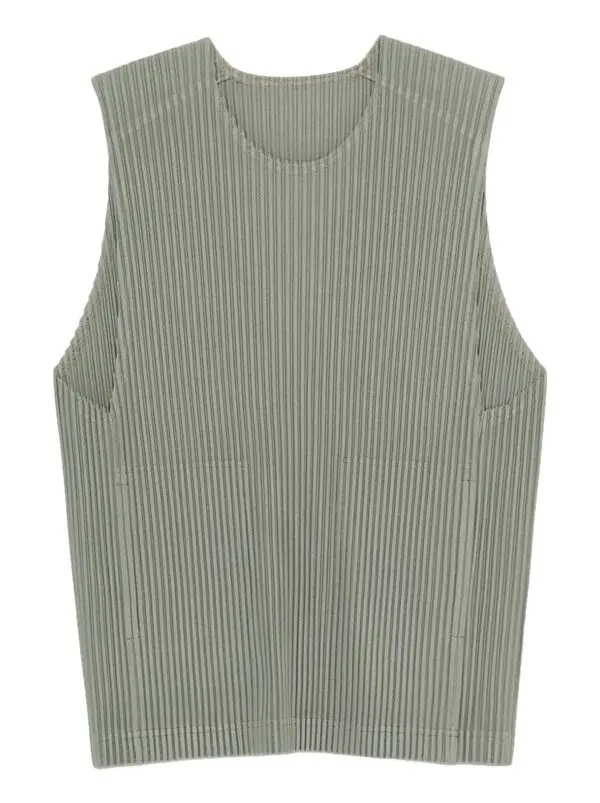 Issey Miyake Pleated Sleeveless Top - Green