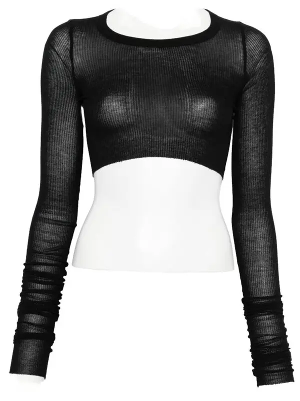 Rick Owens Rib Knit Cropped Top - Black