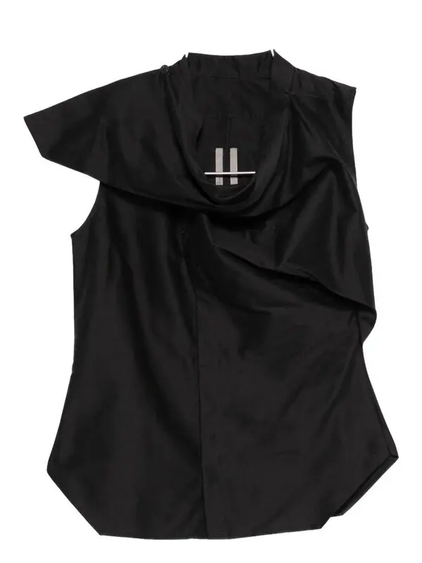 Rick Owens Sleeveless Cotton Tank Top With Cowl Neck - Black
