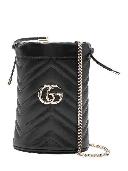 Gucci Gg Marmont Leather Mini Bucket Bag - Black