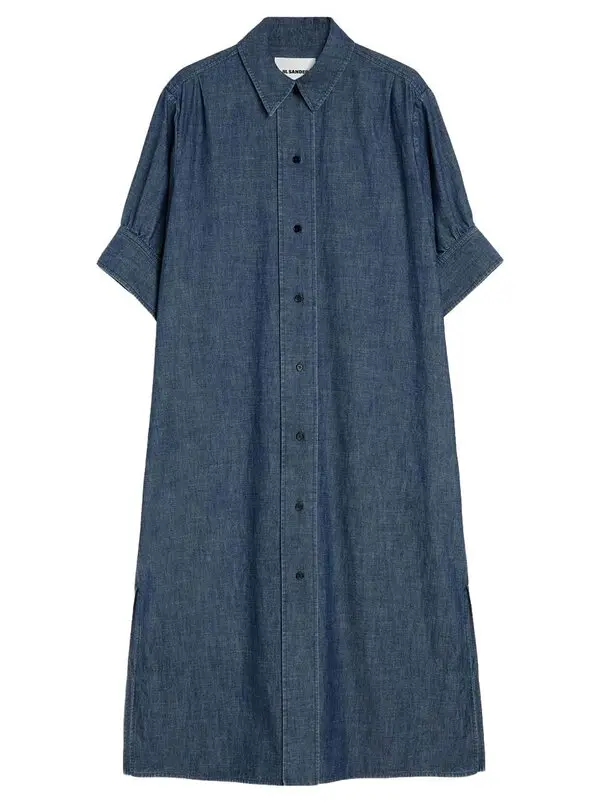 JIL SANDER Denim Cotton Chemisier Shirt Dress - Blue