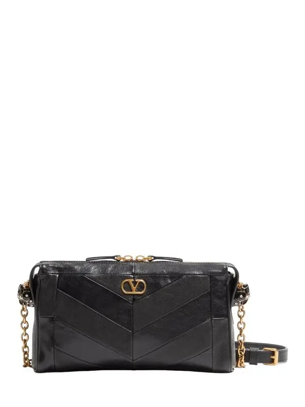 Valentino Garavani Panthea Small Leather Shoulder Bag - Black