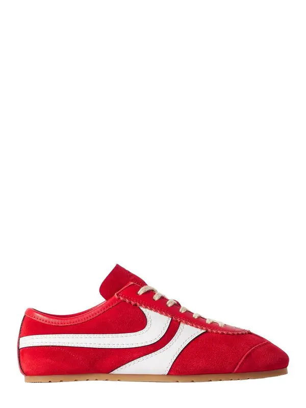 Dries Van Noten Leather-trimmed Suede Sneakers - Red