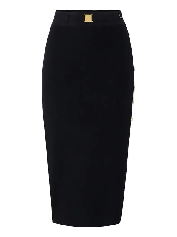 Elisabetta Franchi Knitted Midi Skirt - Black