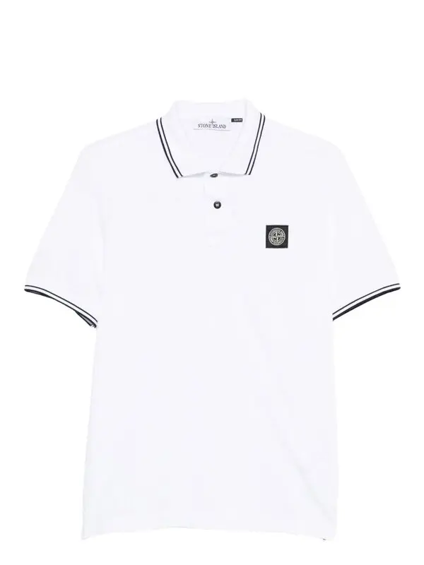 Stone Island Logo Cotton Polo Shirt - White