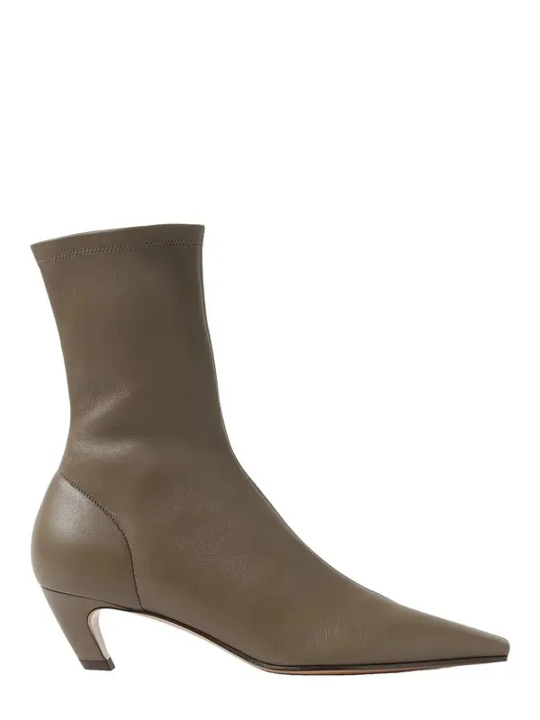 Khaite Arizona Leather Ankle Boots - Green