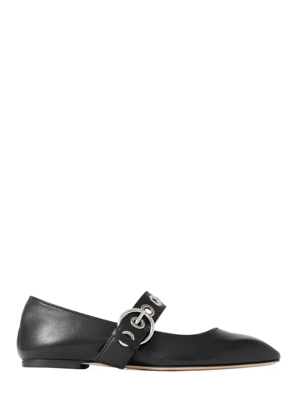 AeydĒ Uma Eyelet-embellished Leather Mary Jane Ballet Flats - Black