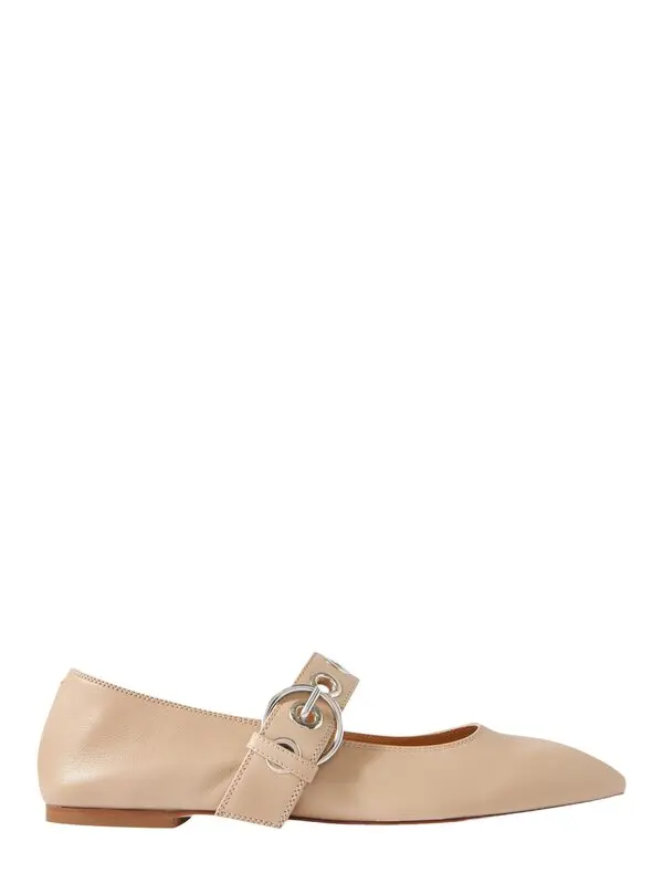 AeydĒ Uma Eyelet-embellished Leather Ballet Flats - Neutrals