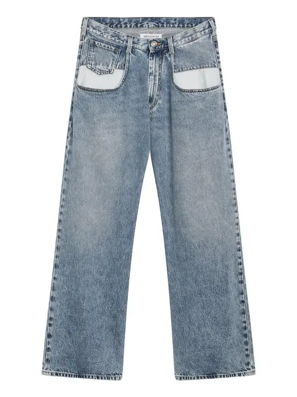 MAISON MARGIELA Cotton Denim Jeans With Contrast Pockets - Light Blue