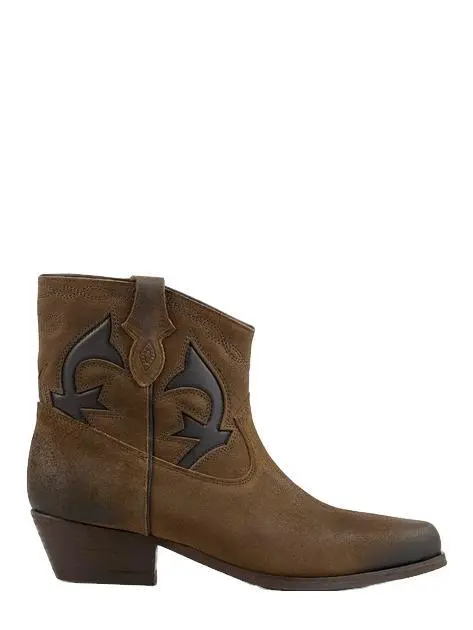 Ba&sh Curtis Suede Cowboy Ankle Boots - Brown