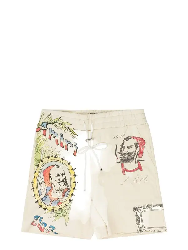 Amiri Zig Zag Sketch Sweatshorts - Cream