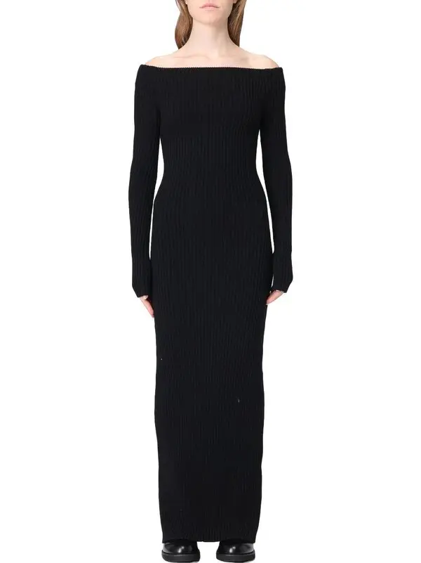 Max Mara Off-the-shoulder Ribbed Maxi Dress - Black