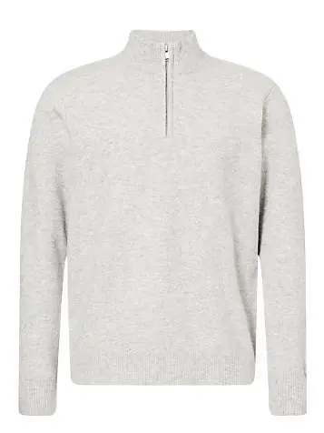 ARNE High-neck Half-zip Knitted Jumper - Marl Grey