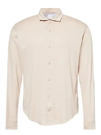 Eleventy Long-sleeve Modal And Cotton-blend Shirt - Camel