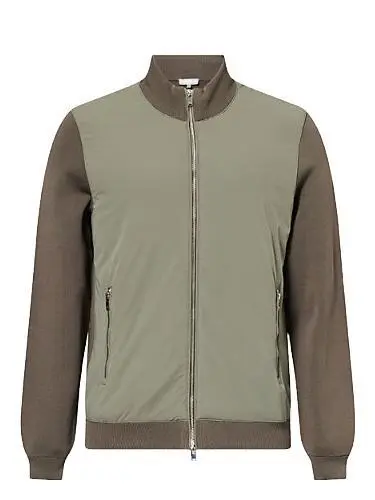 ARNE Hybrid Knitted Shell-woven Bomber Jacket - Olive
