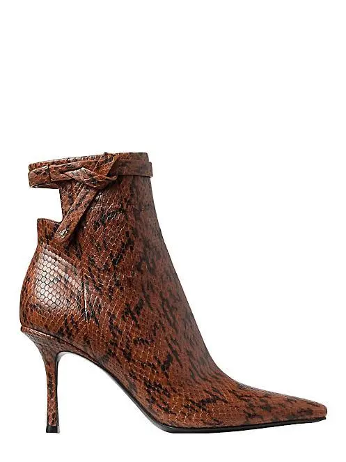 JIMMY CHOO Camie 85 Snake-print Leather Heeled Ankle Boots - Cognac