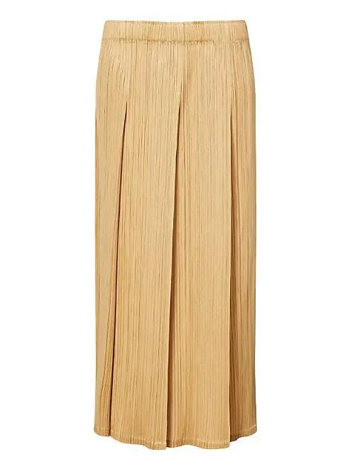 Issey Miyake Pleated Knit Midi Skirt - Yellow Ocher