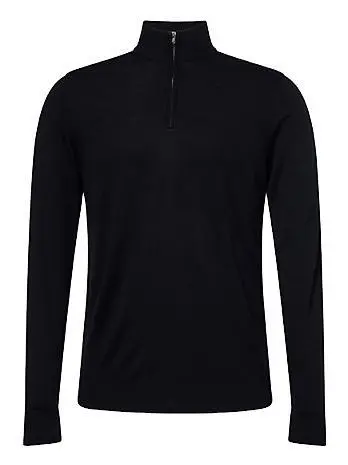 Sunspel Half-zip Merino Wool Jumper - Black