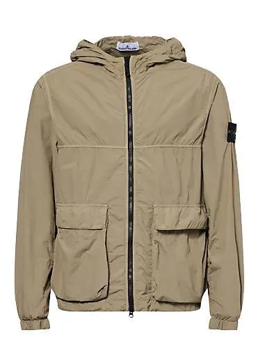 Stone Island Smerigliato Hooded Short Woven Parka Jacket - Military Green