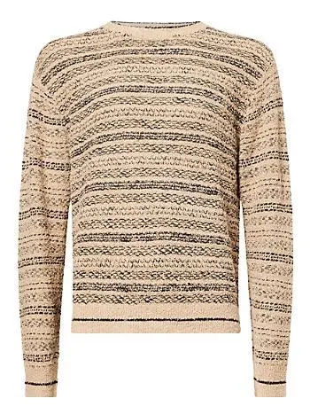 Emporio Armani Striped Cotton-blend Jumper - F Beige/black