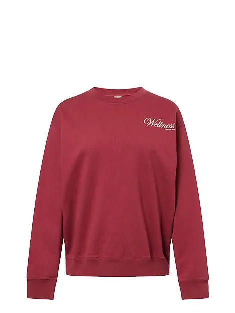 SPORTY & RICH Logo-print Cotton Sweatshirt - Merlot
