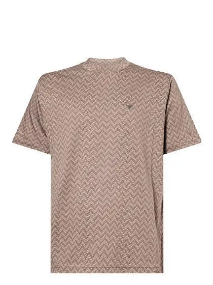 Emporio Armani Icon Chevron-print Cotton-jersey T-shirt - Jacq1 Morel/laurel Oak