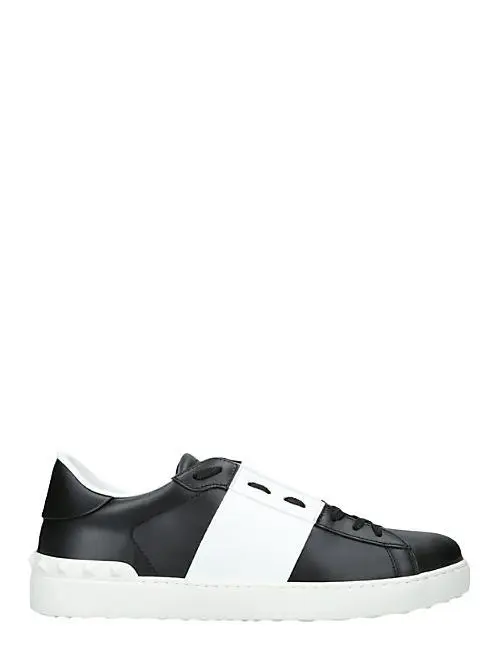 Valentino Garavani Open Leather Trainers - Blk/white