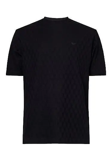 Emporio Armani Jacquard Crewneck Cotton-jersey T-shirt - Black Beauty
