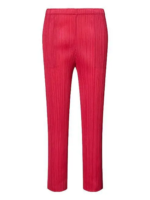 Issey Miyake Regular-fit Tapered Knit Trousers - Carmine Red
