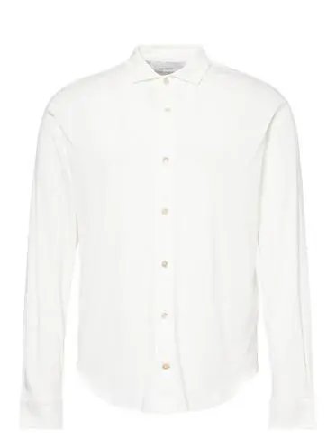 Eleventy Long-sleeve Modal And Cotton-blend Shirt - White