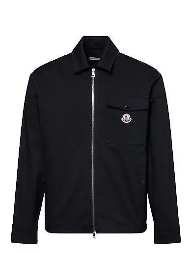 Moncler Logo-patch Zip-through Cotton Overshirt - Black