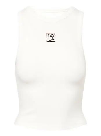 TALA 365 Ribbed Logo Racer Stretch-woven Top - Coconut Milk