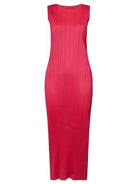 Issey Miyake Scoop-neck Sleeveless Knit Midi Dress - Carmine Red