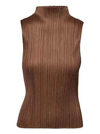 Issey Miyake Mock-neck Knit Top - Brown
