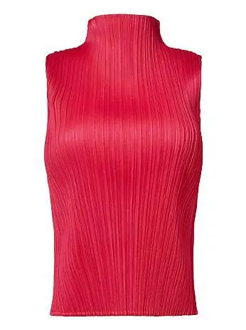Issey Miyake Mock-neck Sleeveless Knit Top - Carmine Red